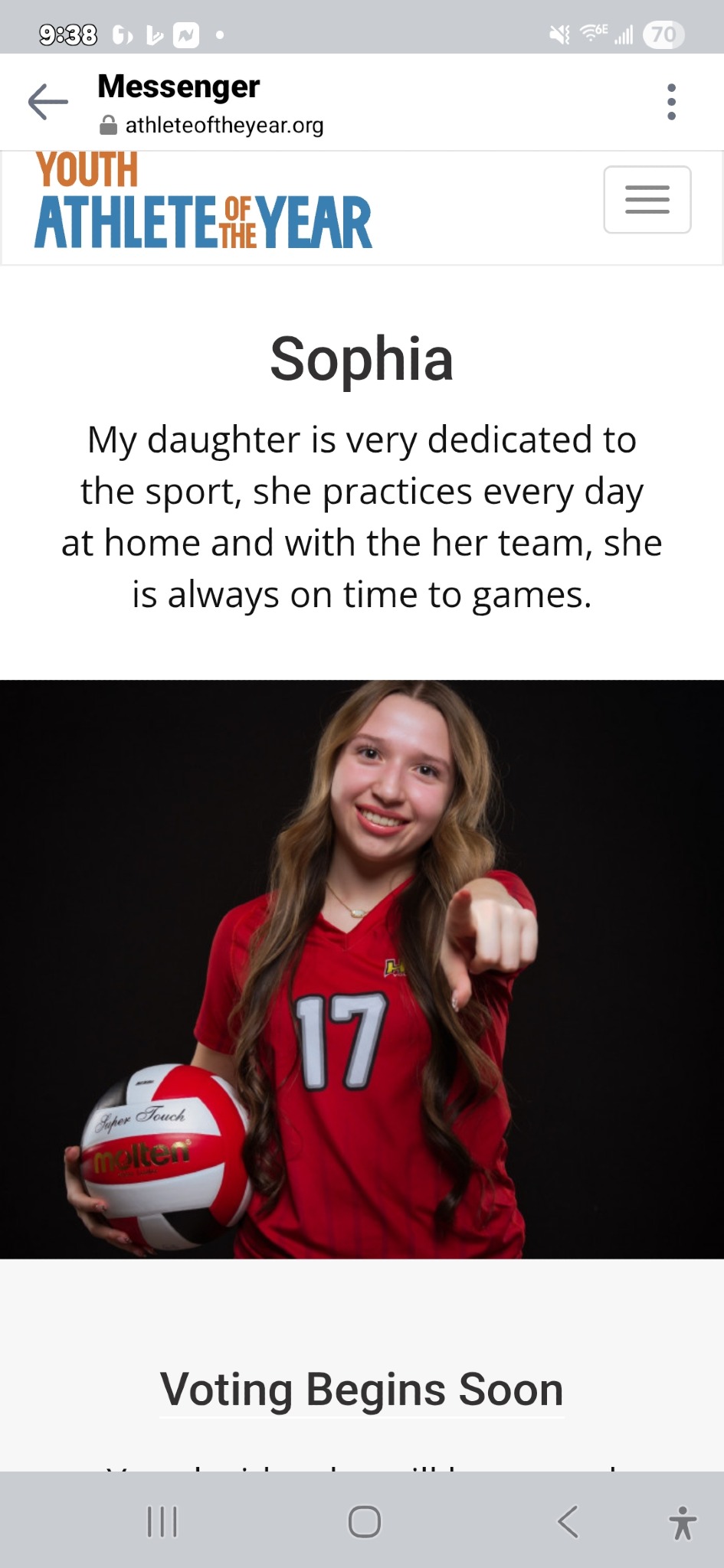 Sophia | Youth Athlete of the Year
